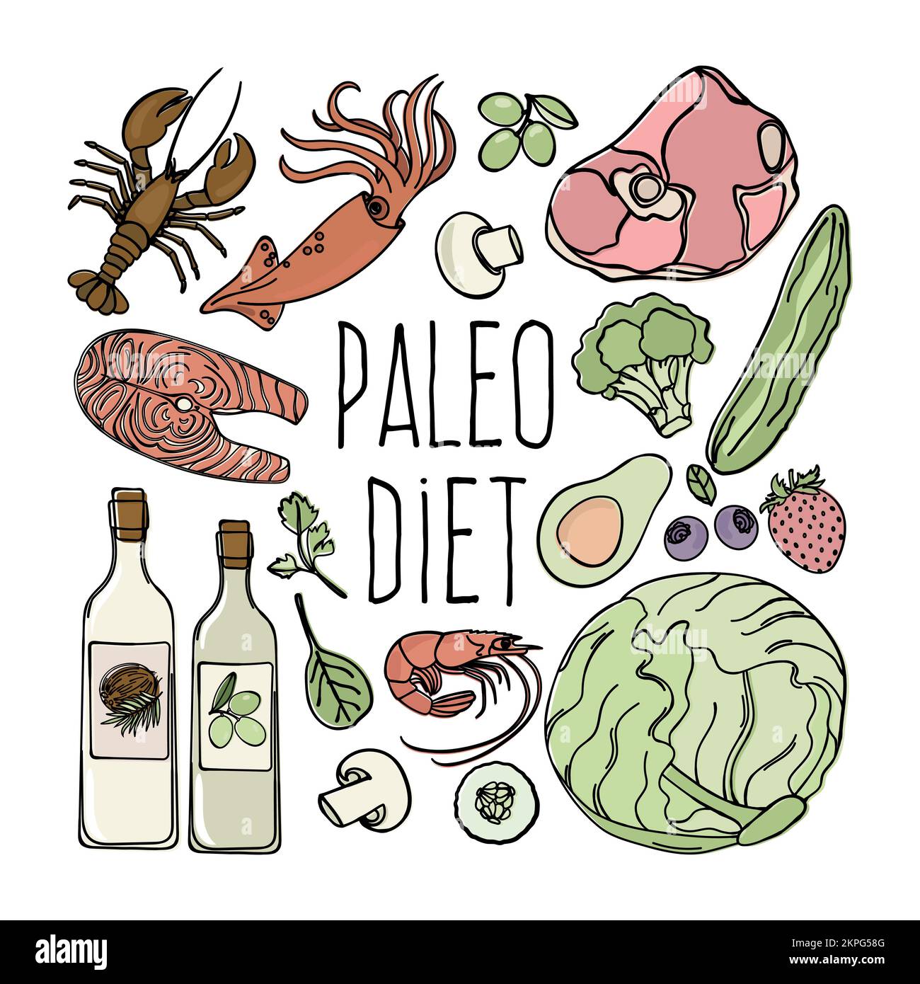 Paleo Healthy Food Low Carb Diet Menu Organic Proper Nutrition Clip Art