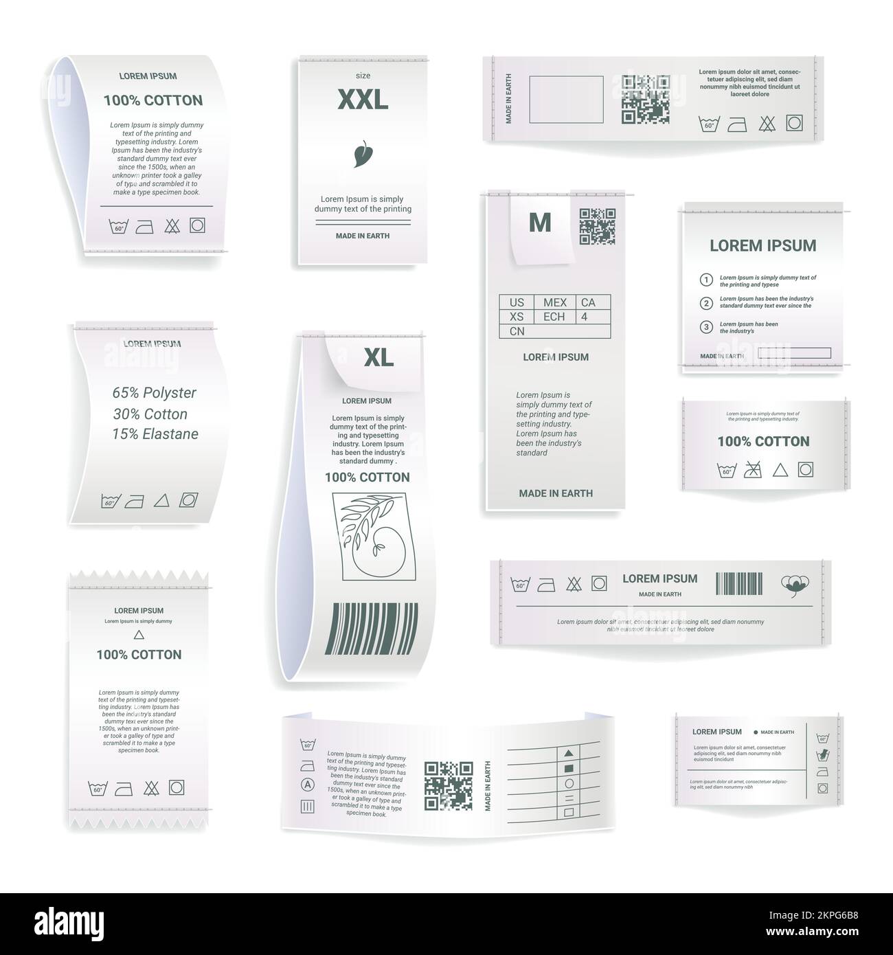 Labels for clothes with production and instruction Stock Vector Image ...