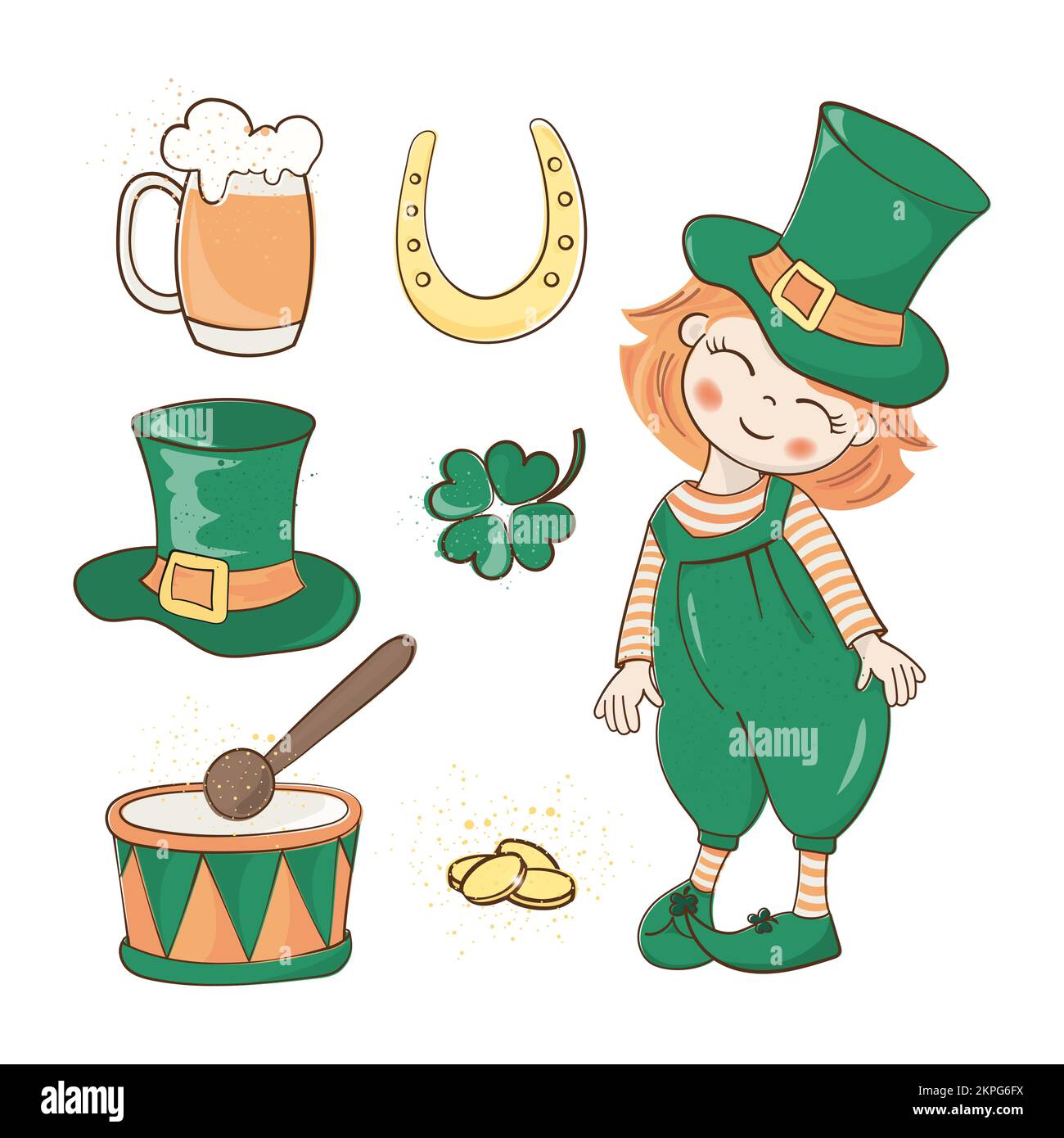PATRICK HOLIDAY Red Haired Leprechaun Boy In Green Hat And Other ...
