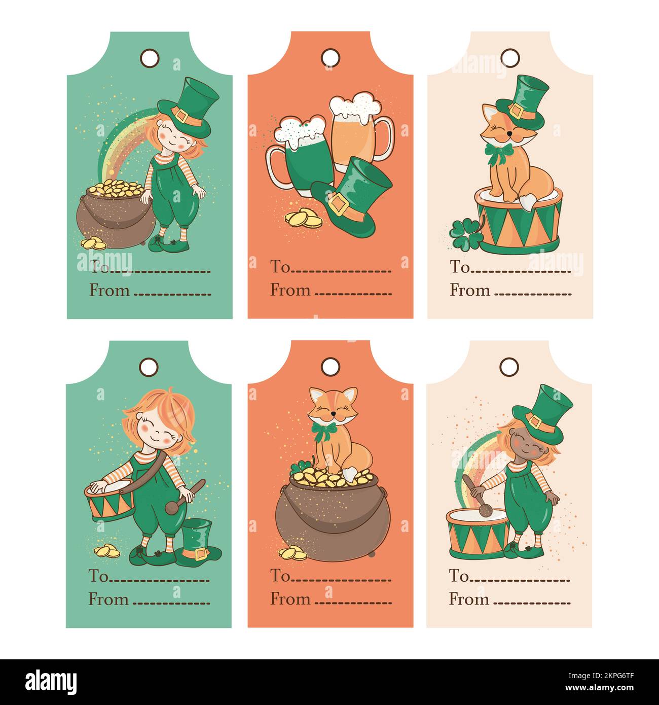 PATRICK LABELS Saint Patrick Day Holiday Attributes Cartoon Clip Art ...