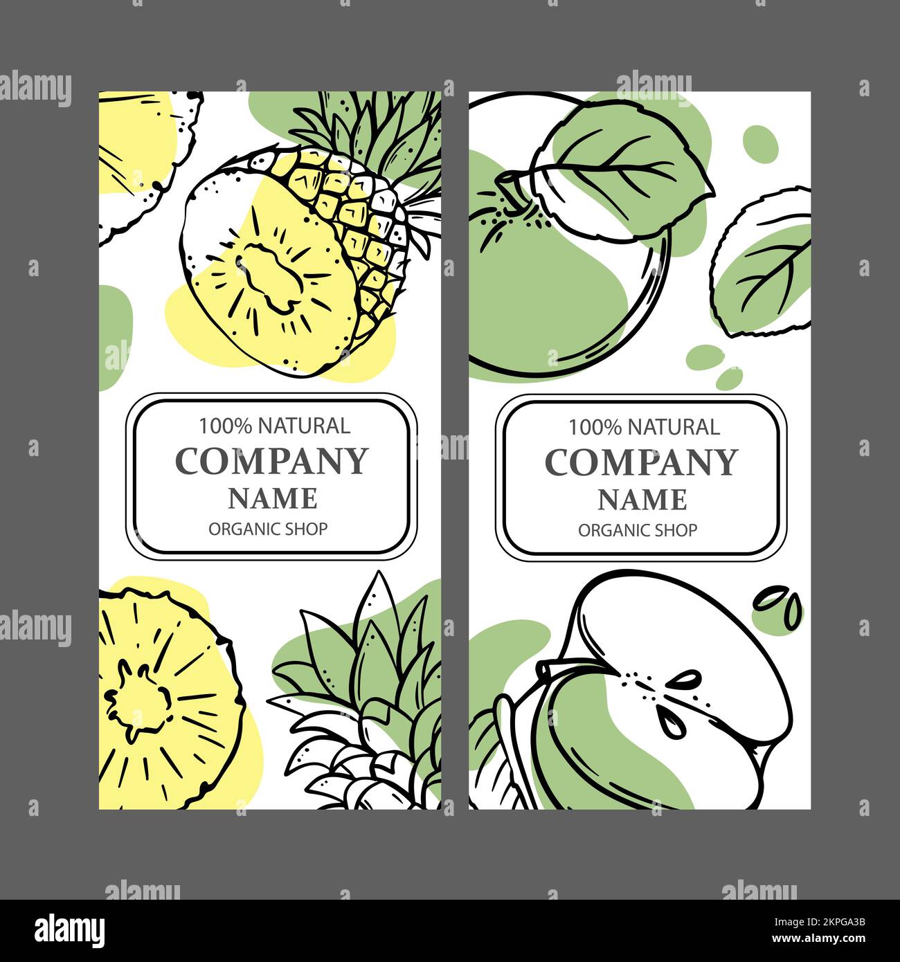 PINEAPPLE APPLE LABELS Design Of Stickers For Shop Of Tropical Organic ...