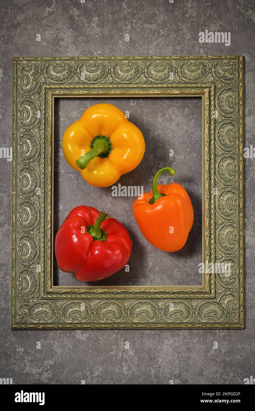 Abstract Set Of Different Bell Peppers Inside of Classic Frame Stock ...
