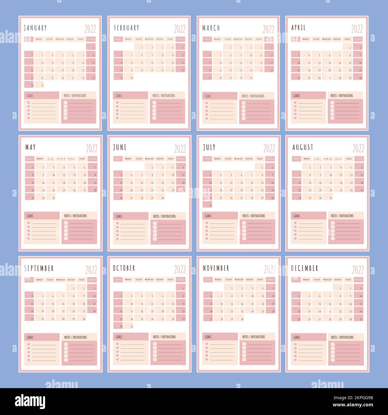 PINK PLANNER 2022 Year Printable Template Business Organizer Schedule ...