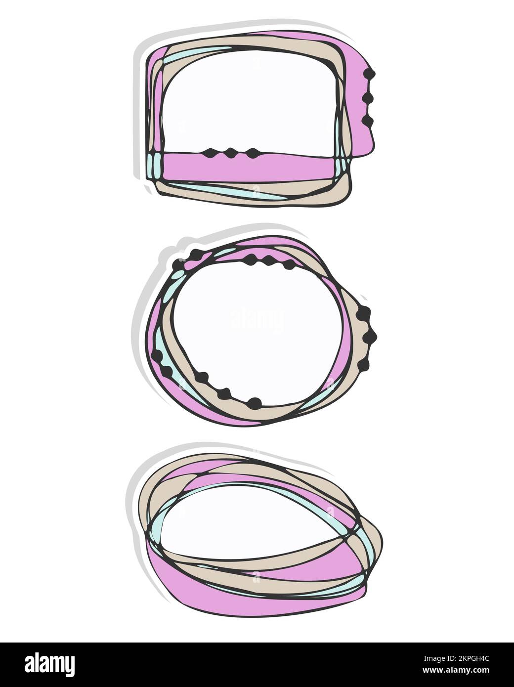 Notebook labels Pink, blank frames, notes, reminders, stickers. Doodle ...