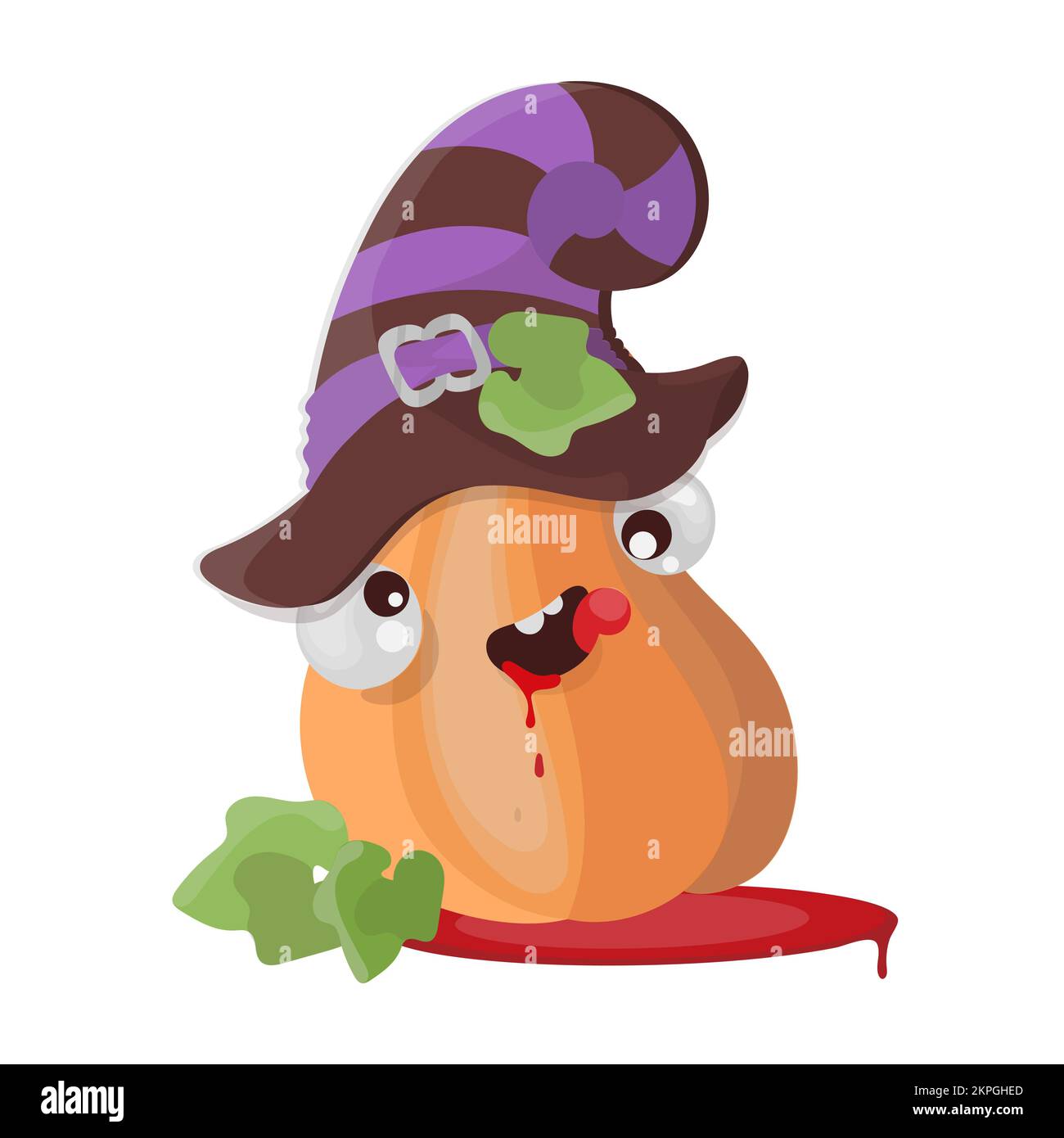 PUMPKIN HAT Halloween Funny Flat Design Cartoon Hand Drawn Vector ...
