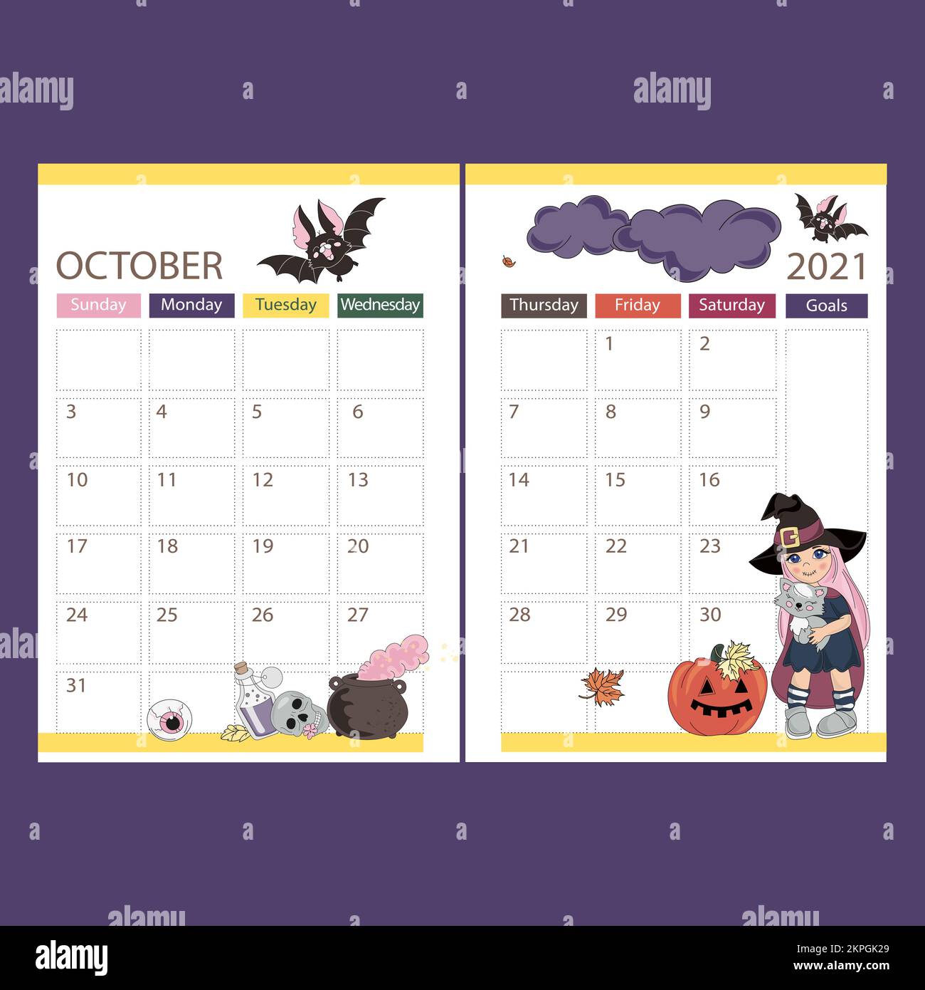 PLANNER OCTOBER HALLOWEEN Holiday Printable Template Organizer Schedule ...