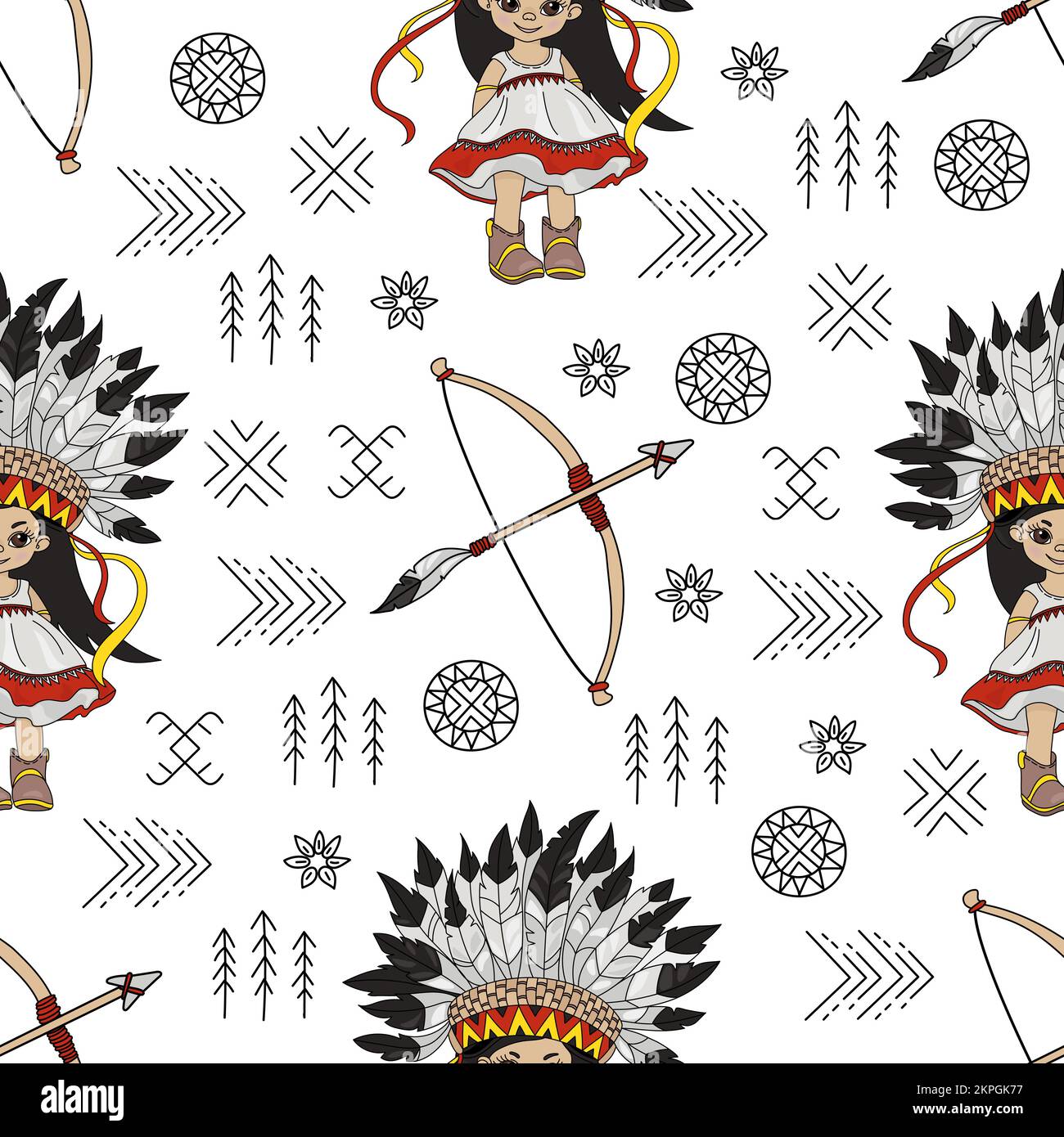 POCAHONTAS ARROW Indians Princess Girl In Headdress From Feathers With ...