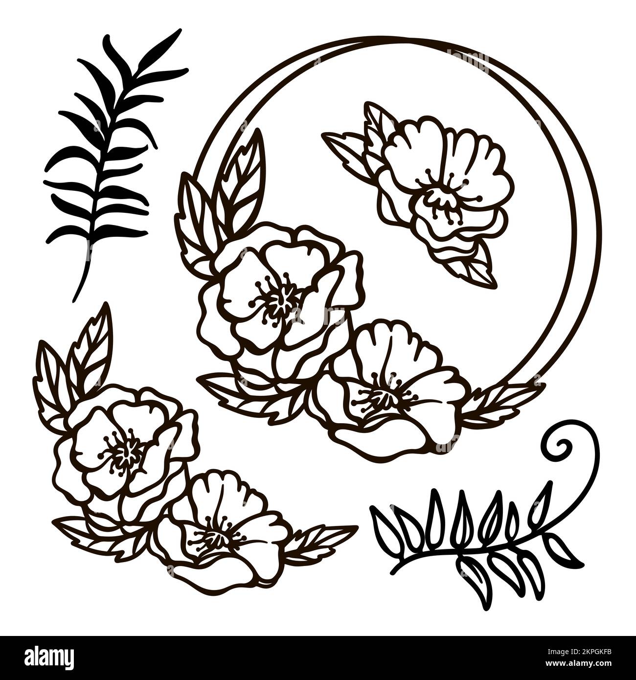 POPPIES WREATH Wedding Monochrome Collection From Flowers And Branches ...