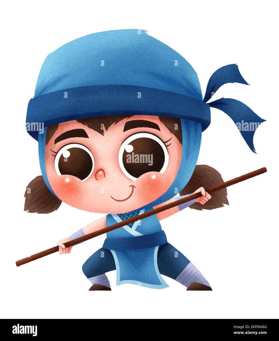 Vector illustration of Cartoon Ninja. Cute character Ninja kids Stock ...