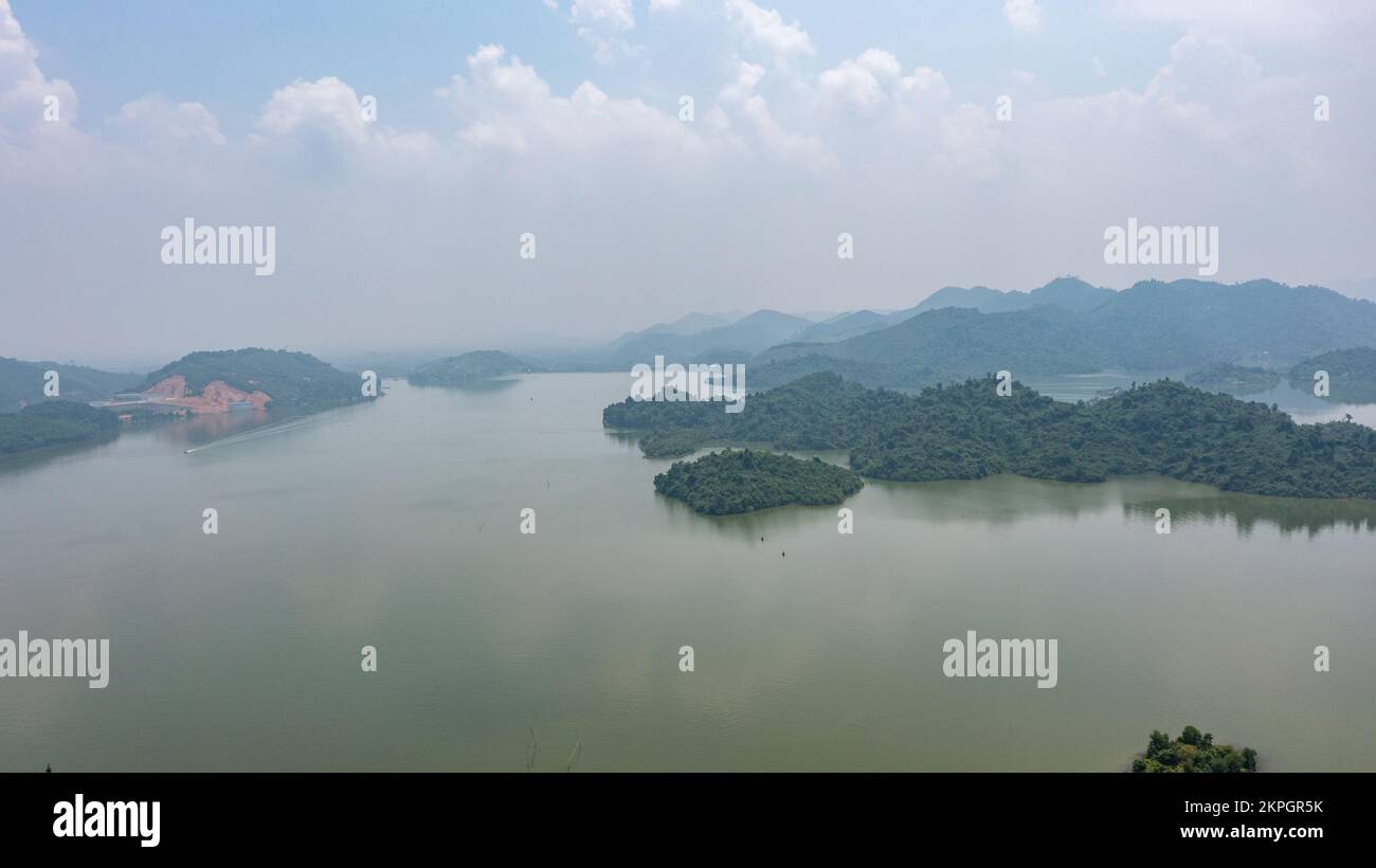 Landscape in Nui Coc lake, Thai Nguyen, Vietnam. The famous park in ...