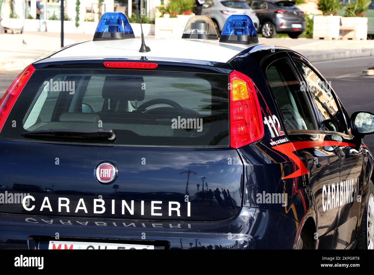 Rear of a Fiat car of the Italian Carabinieri. Puglia, Italy Stock ...
