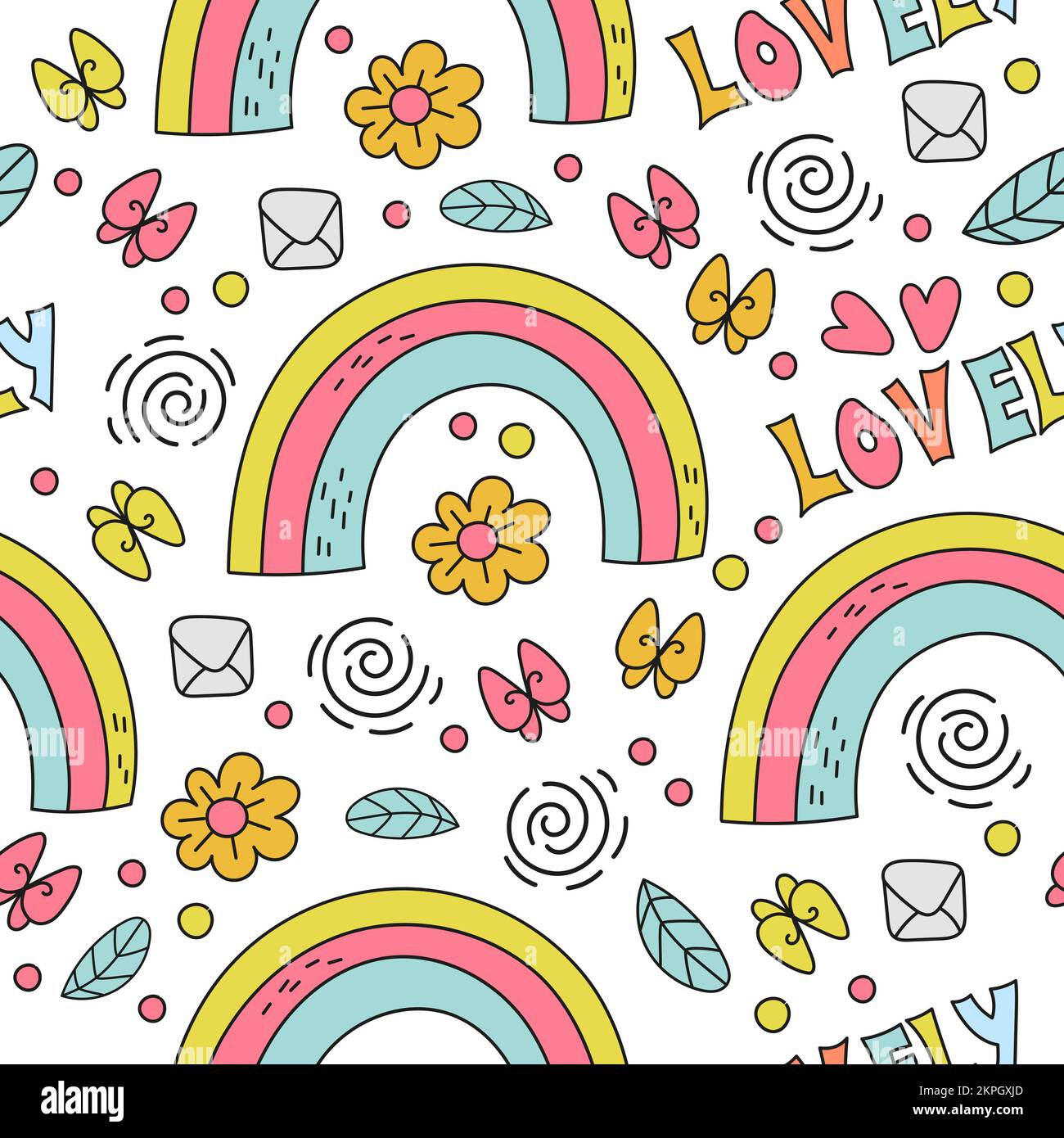 RAINBOW Floral Holiday Comic With Butterflies And Handwriting Text ...