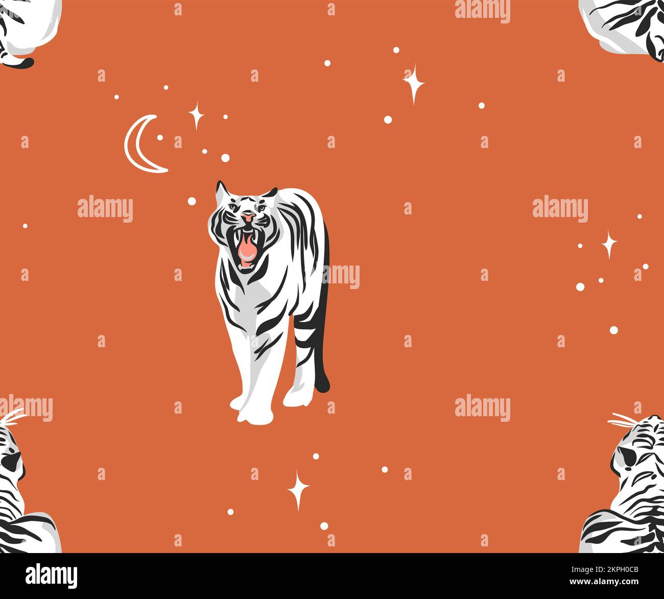 Hand drawn vector abstract modern graphic illustrations,safari boho contemporary seamless ...