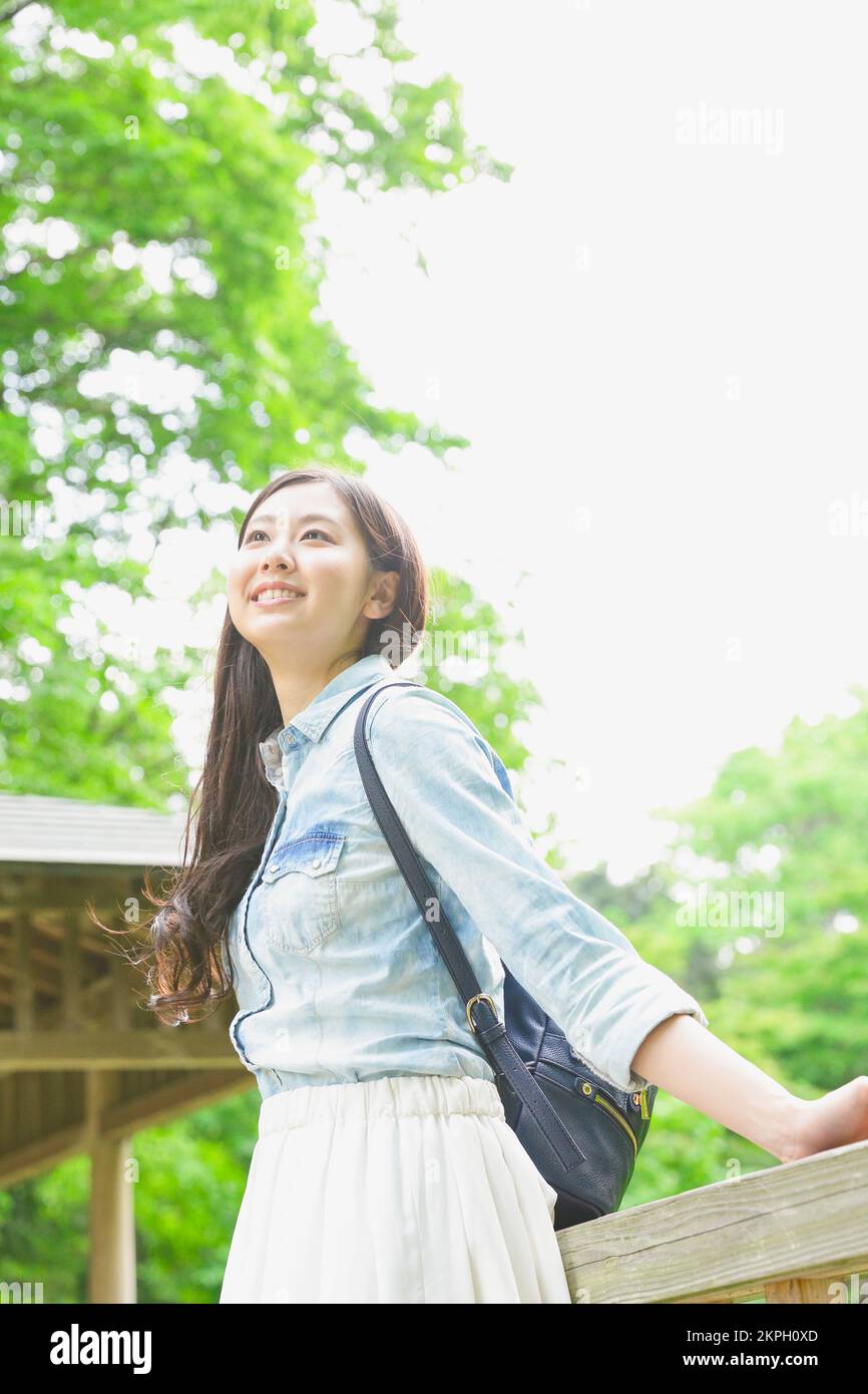 Fresh greenery and Japanese woman Stock Photo - Alamy