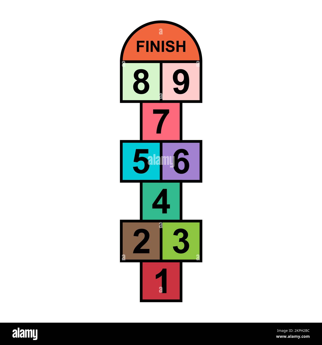 Hopscotch outdoor icon, fun play jump active game kid, street vector ...