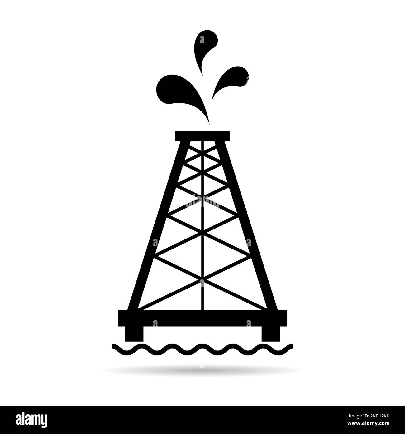 Oil rig flat graphic shadow icon, fuel platform industry tower gas sign ...
