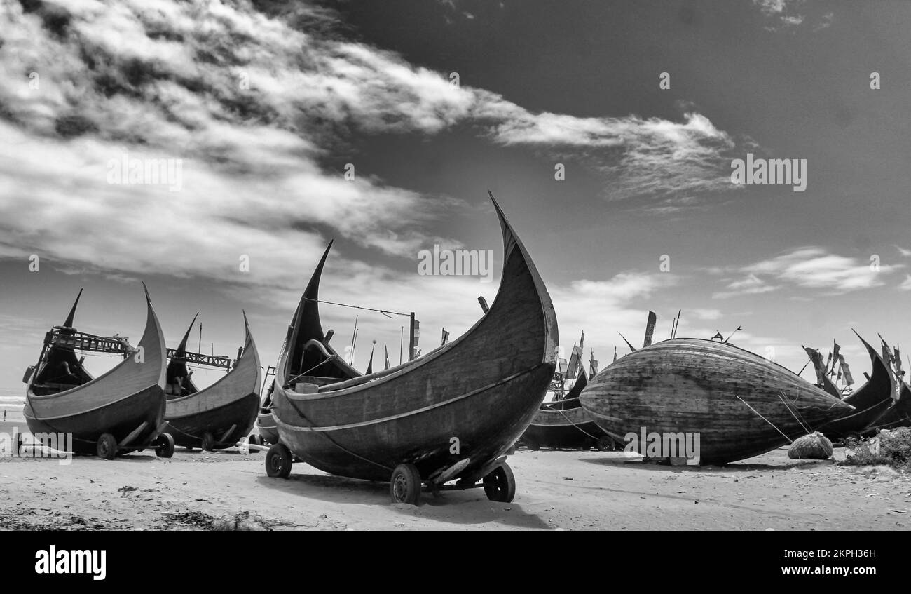 Moon Boat See Beach Stock Photo - Alamy