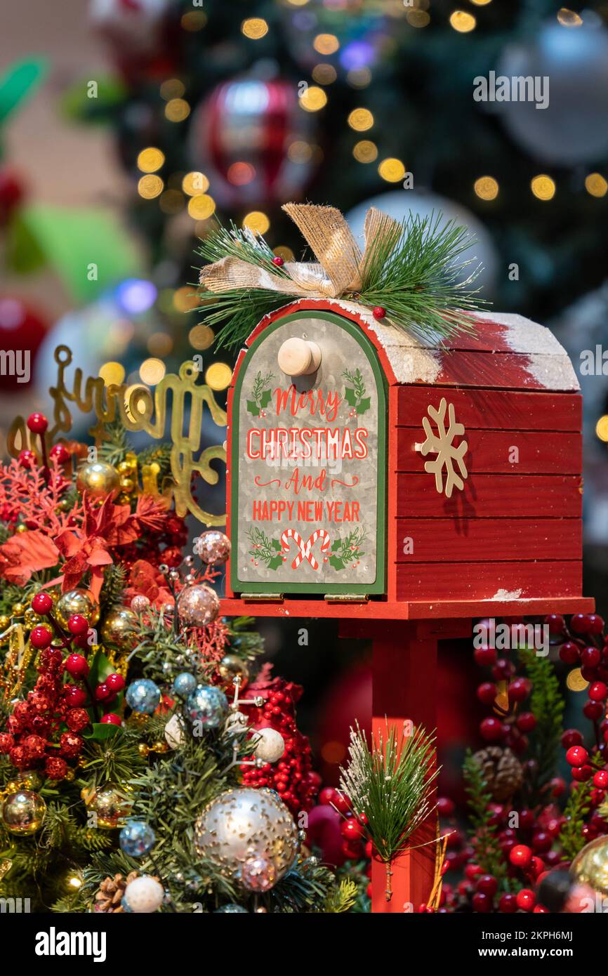 Beautiful Merry Christmas and Happy New Year letter box Stock Photo - Alamy