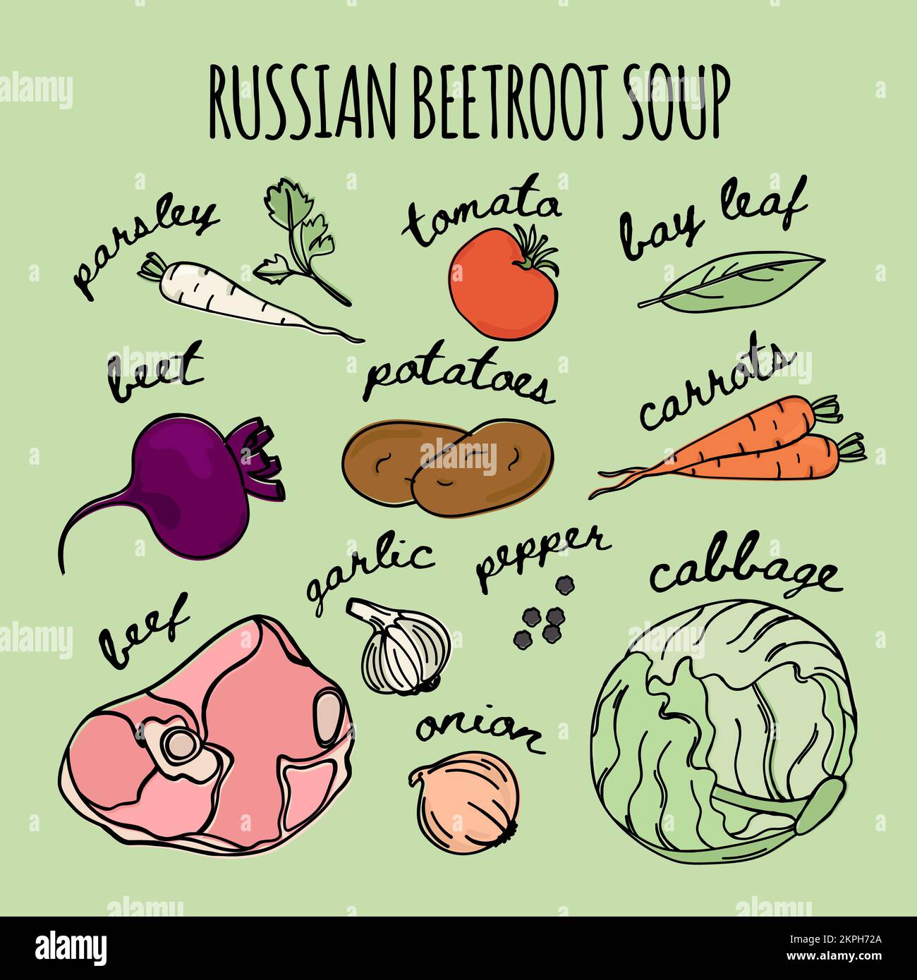 Cabbage soup recipe Stock Vector Images - Alamy