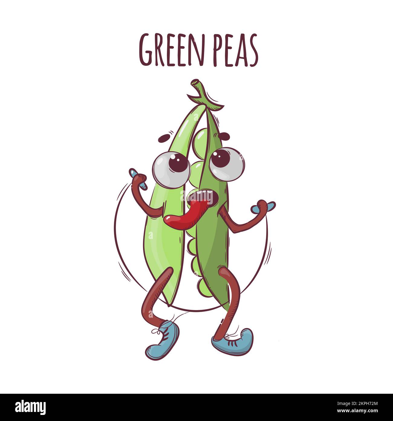 ROPE GREEN PEAS Sport Vegetable Cartoon Health Nutrition Nature Hand ...