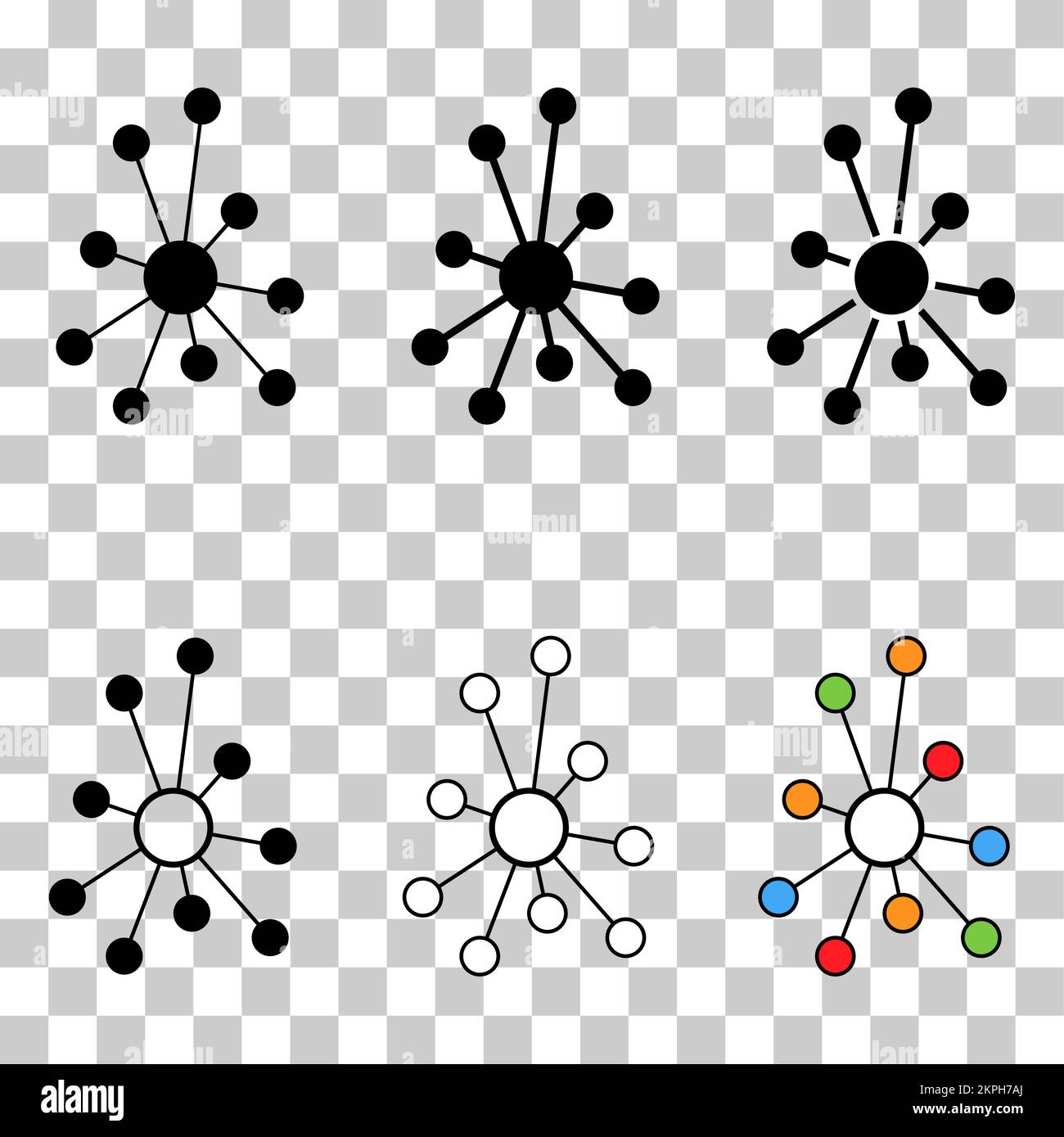 Set of Hub flat network icon, connect structure vector symbol isolated ...