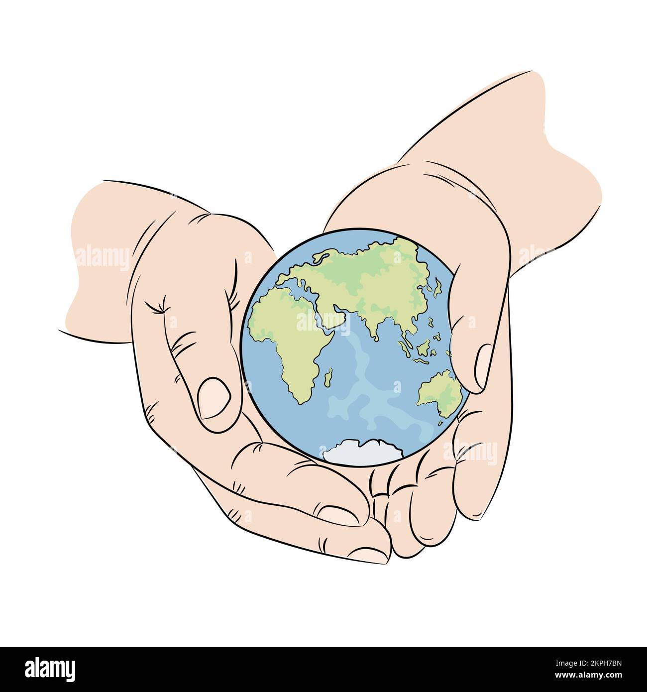 Take Care Planet Earth Human Hands Holding Globe Europe Africa Ecology