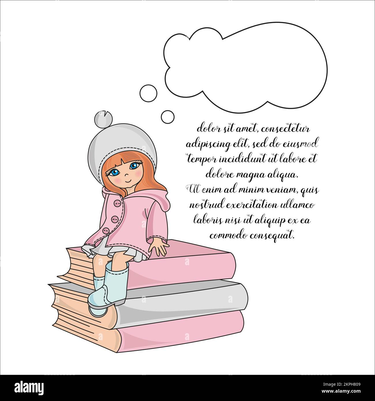THINKING GIRL About School Education And Sitting On Big Books In Pink ...