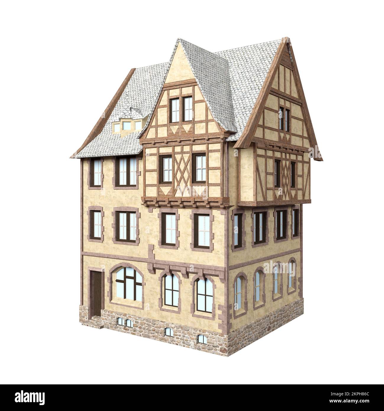 3d Old house isolated in Victorian style. Residential house ...