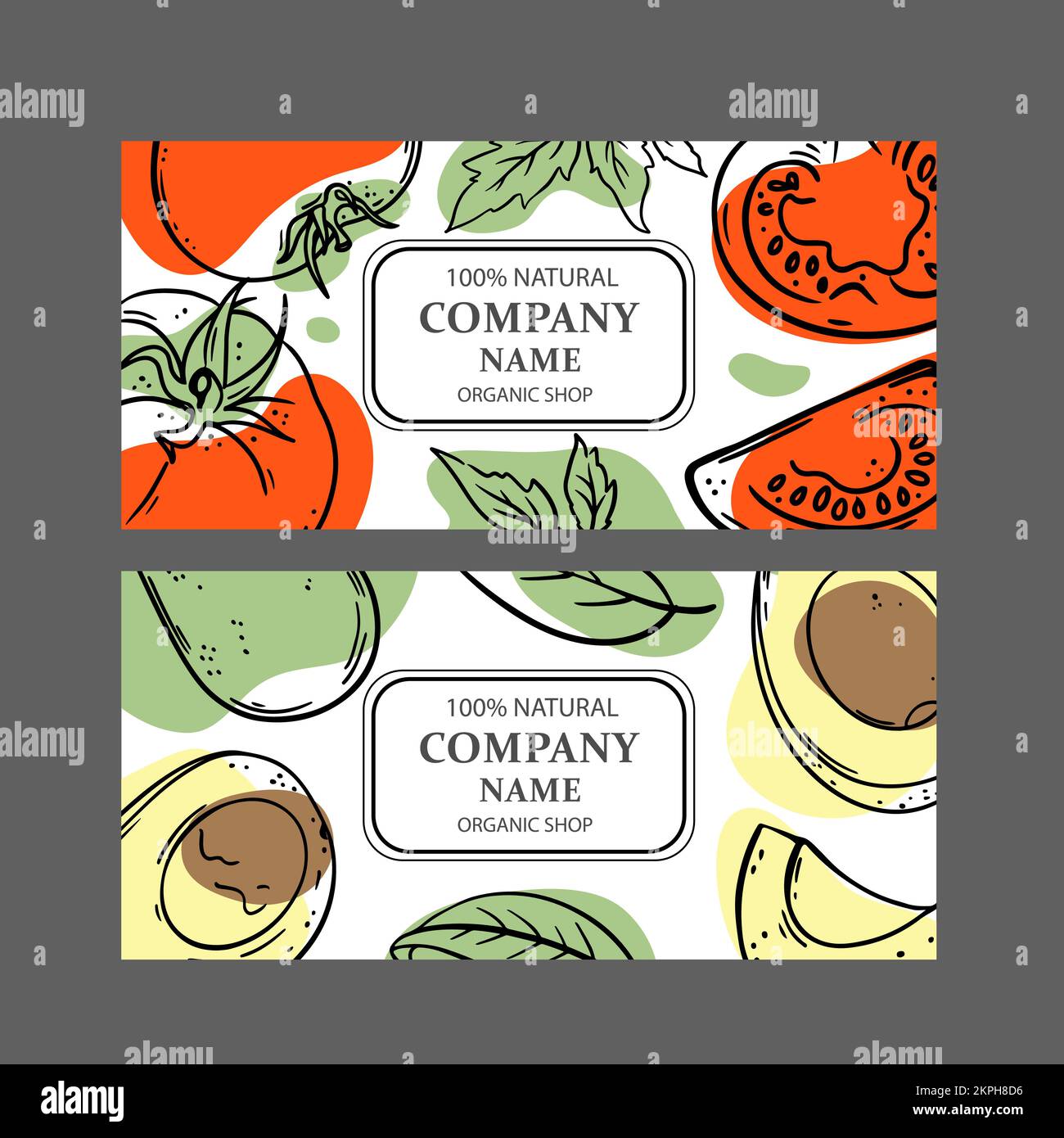 TOMATO AVOCADO LABELS Design Of Stickers For Shop Of Organic Natural ...
