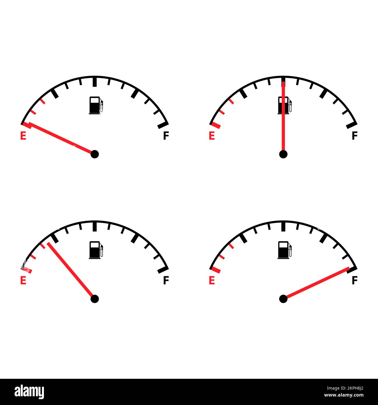 Set of Fuel car indicator icon, gauge petrol automobile meter symbol ...