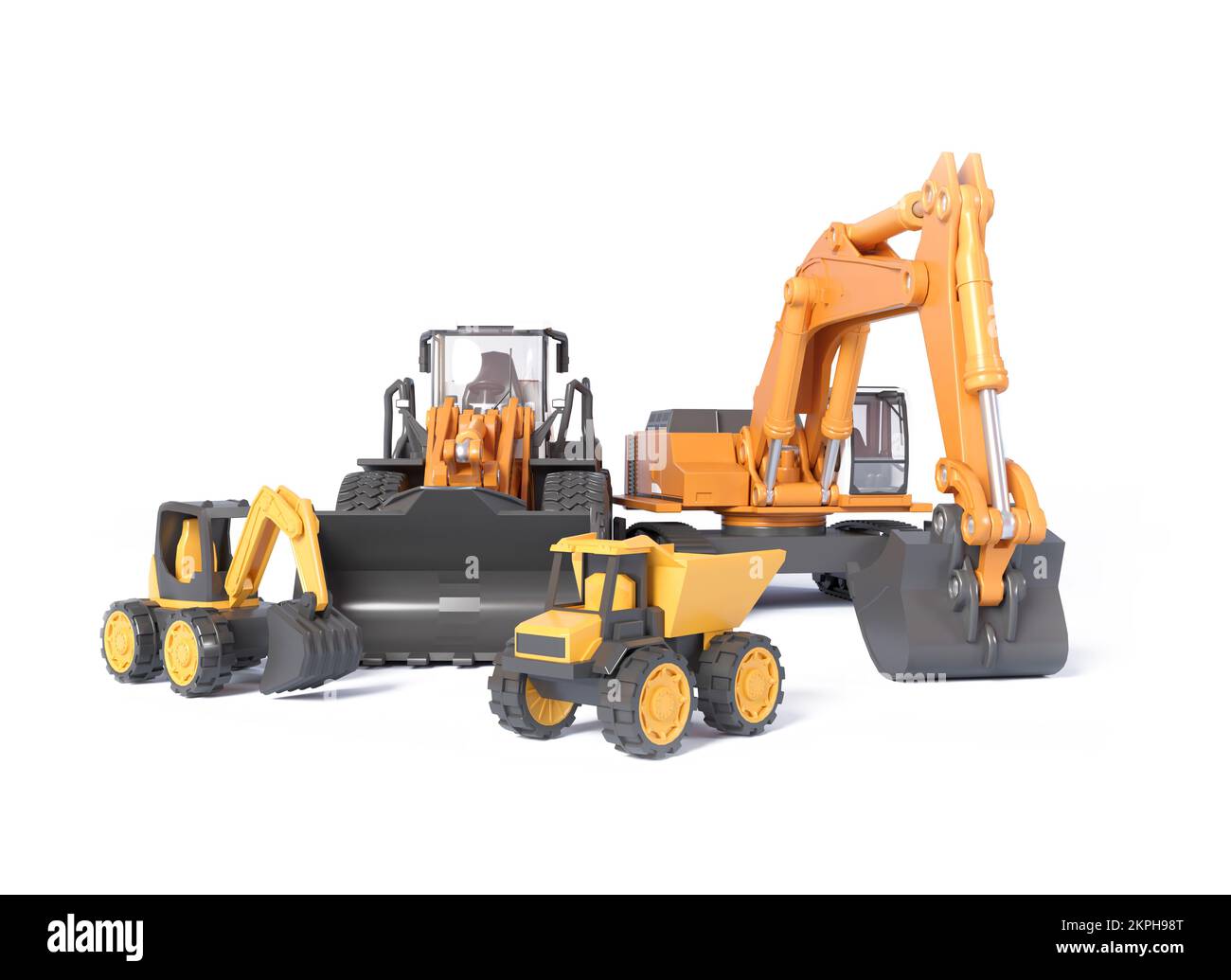 Special equipment on white background. 3d rendering orange construction ...