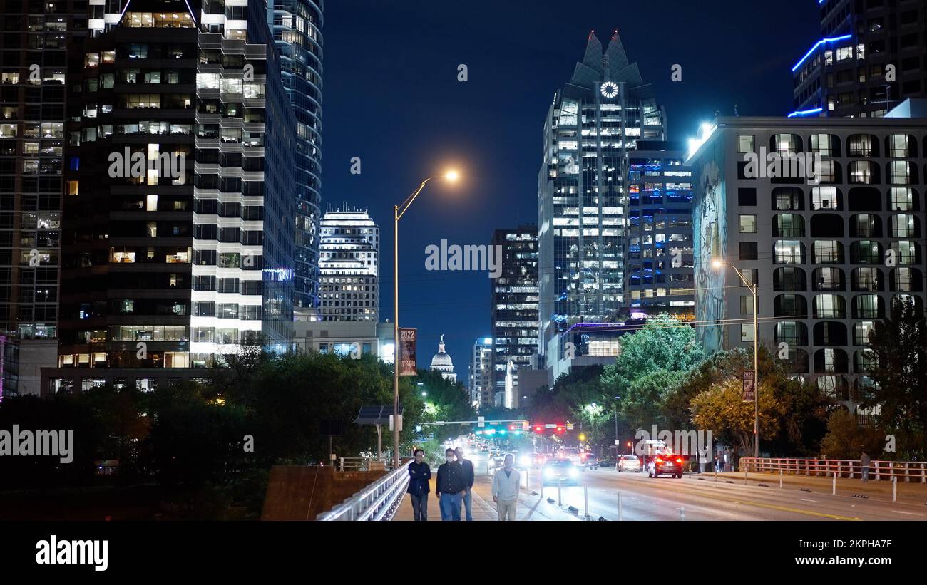 Congress Avenue in Austin with Frost Bank Tower at night - AUSTIN ...