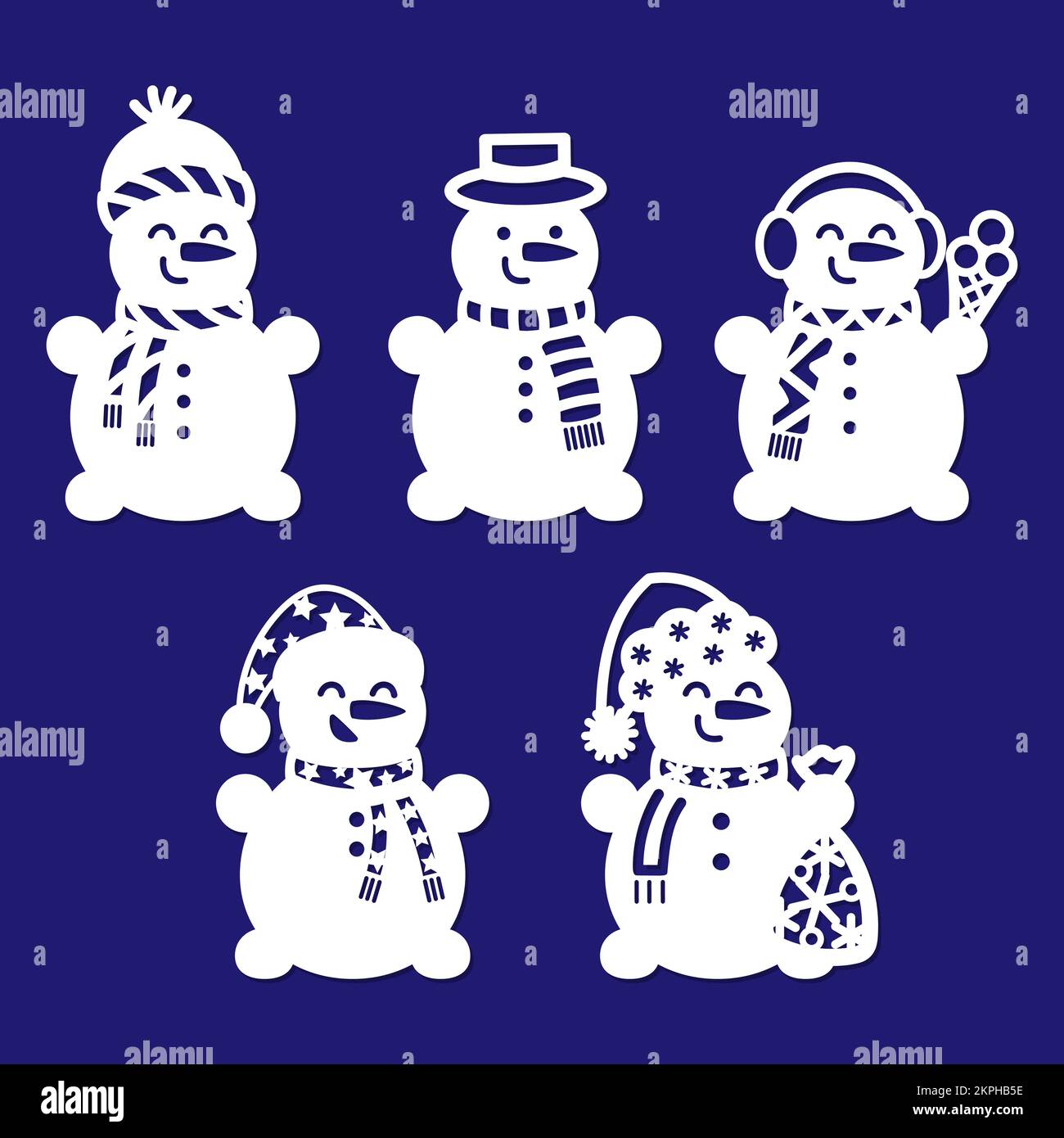Set of funny snowmen. Template for laser cutting. Vector Stock Vector ...
