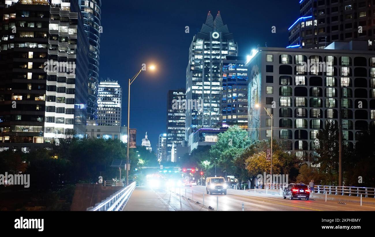 Congress Avenue in Austin with Frost Bank Tower at night - AUSTIN ...