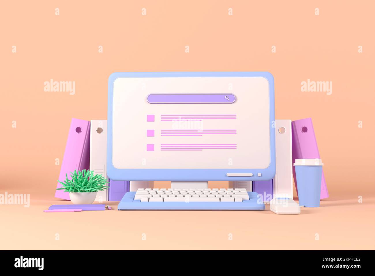 Search bar on computer monitor isolated on pastel pink background ...
