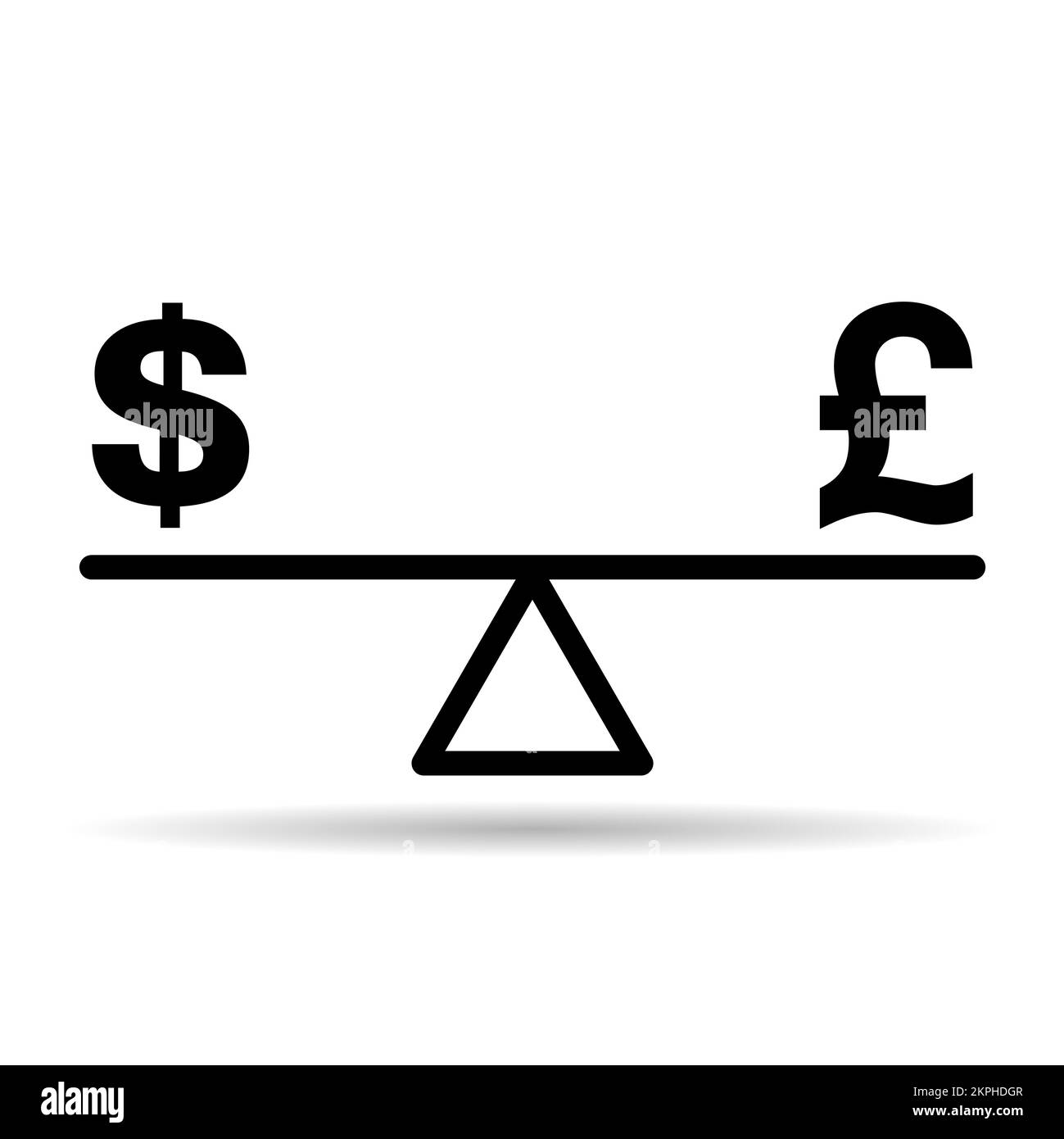Balance dollar harmony vector icon shadow background. Business flat ...