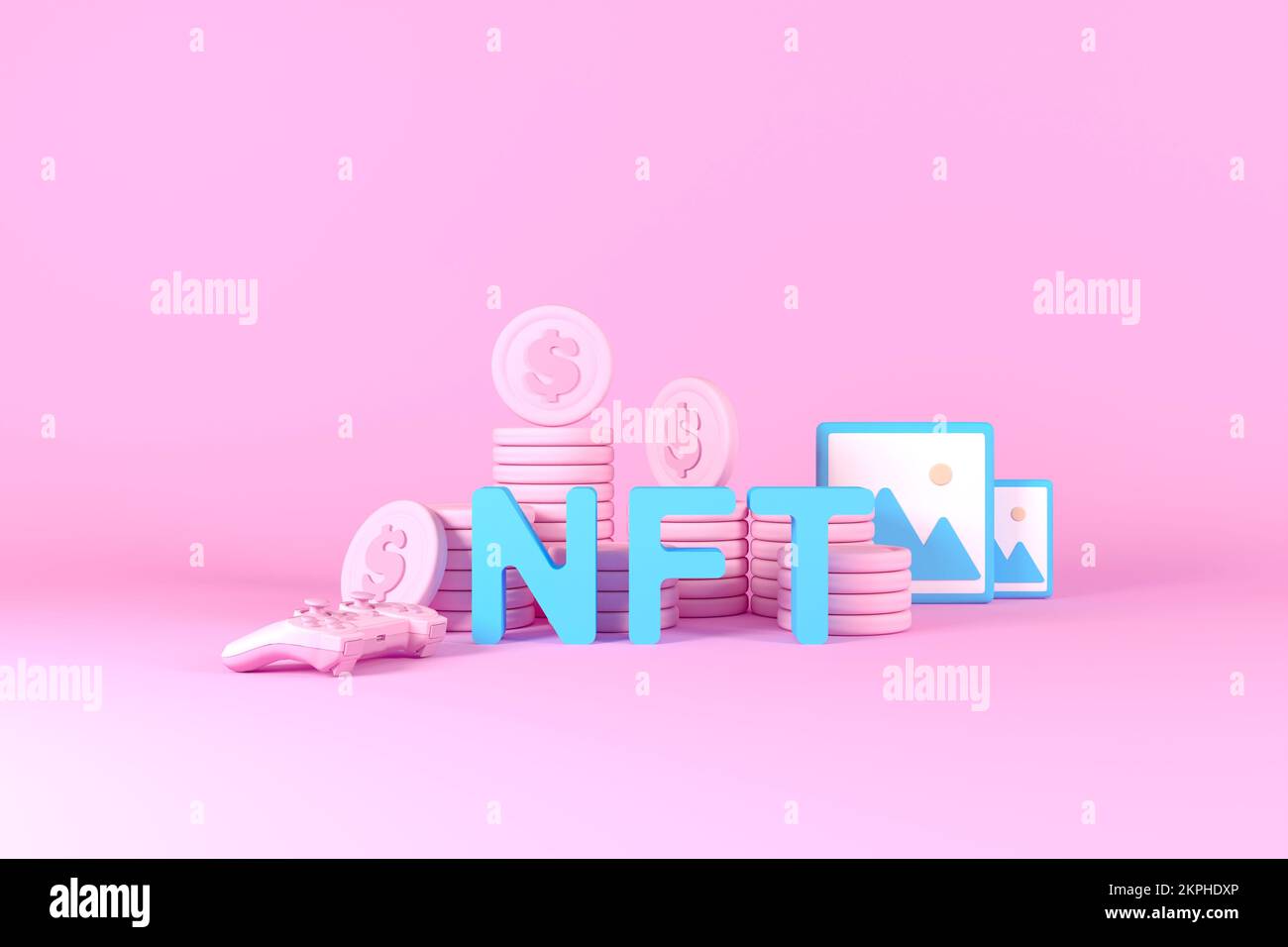 NFT non-fungible token banner, 3d nft icon symbol. Concept of NFT ...