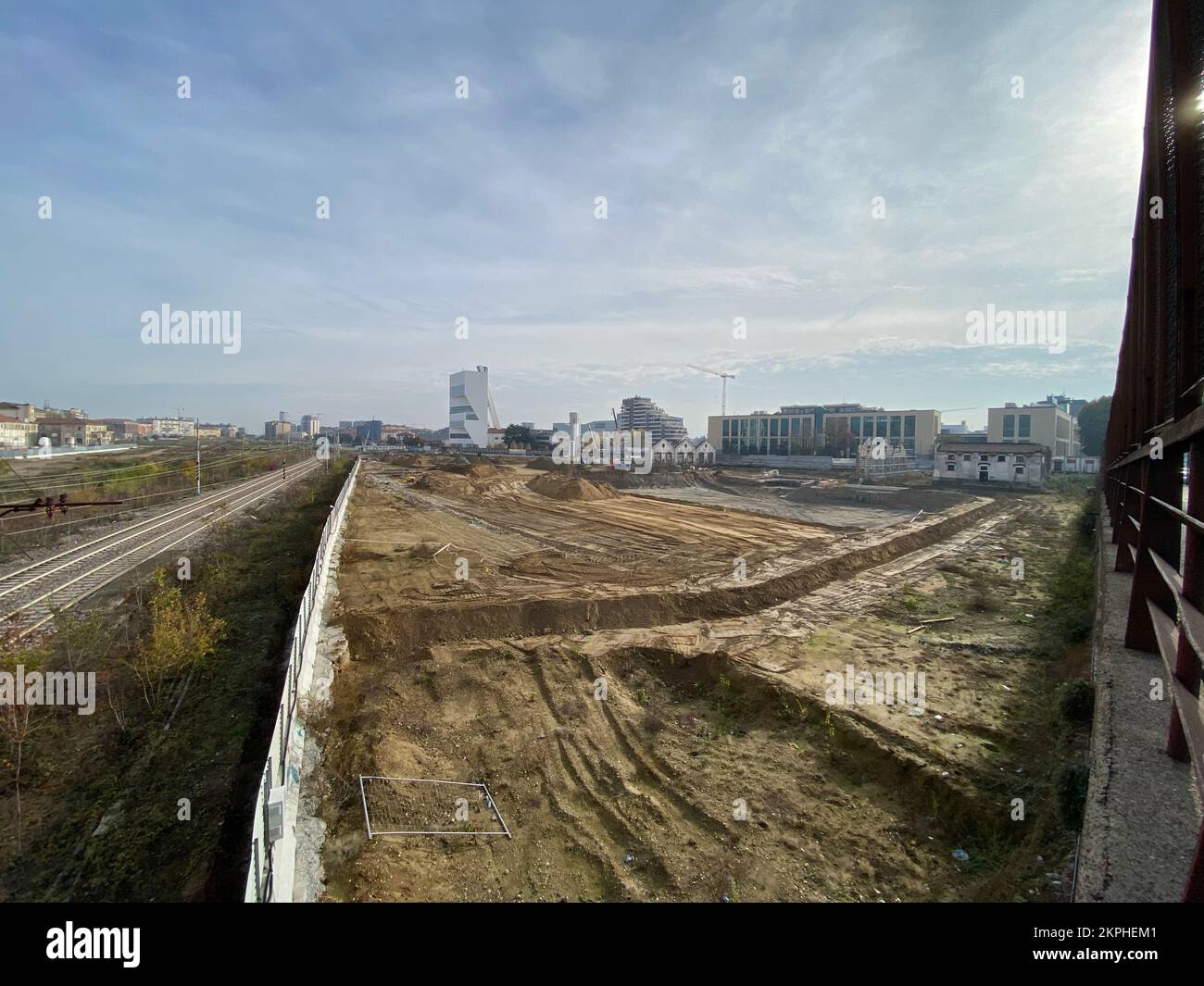 Milan, Italy - November 19, 2022: street view of the construction site for Olympic Games of 2026 ...