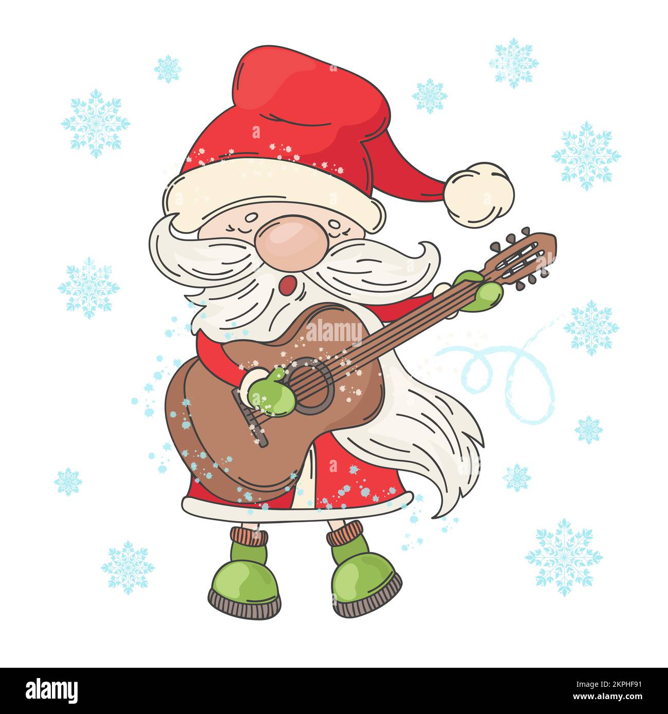 SANTA MUSIC Santa Claus Singing New Year Song And Playing Guitar Under ...