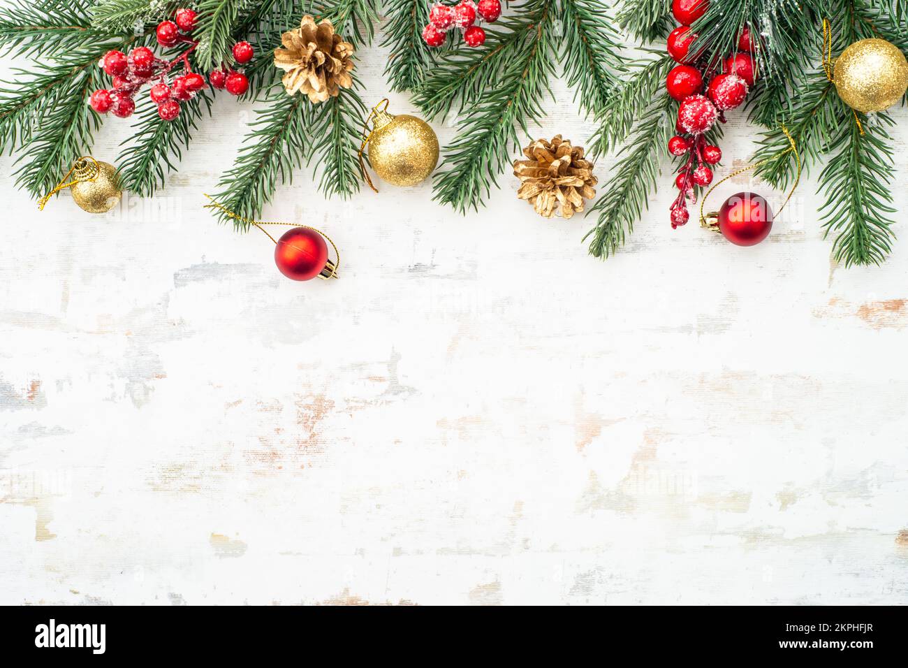 Christmas holiday decorations at white background Stock Photo - Alamy