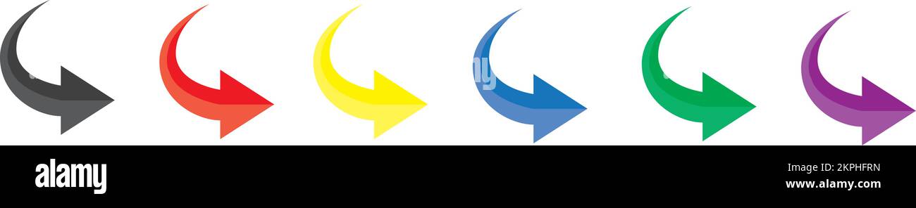 The colorful arrows directing to the right side over a white background ...