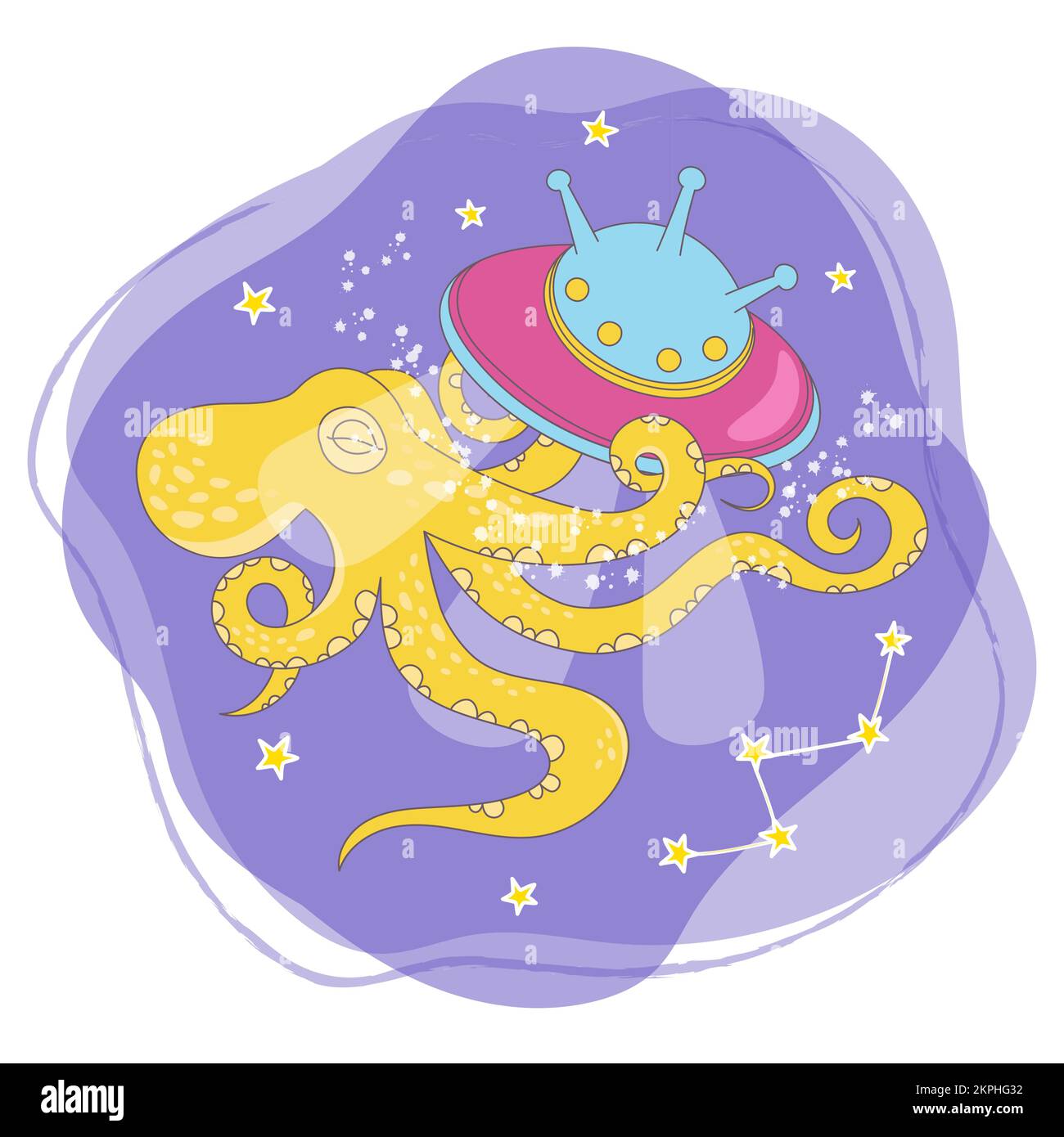 SPACE OCTOPUS Fantastic Galactic Sea Animal Constellation And UFO ...