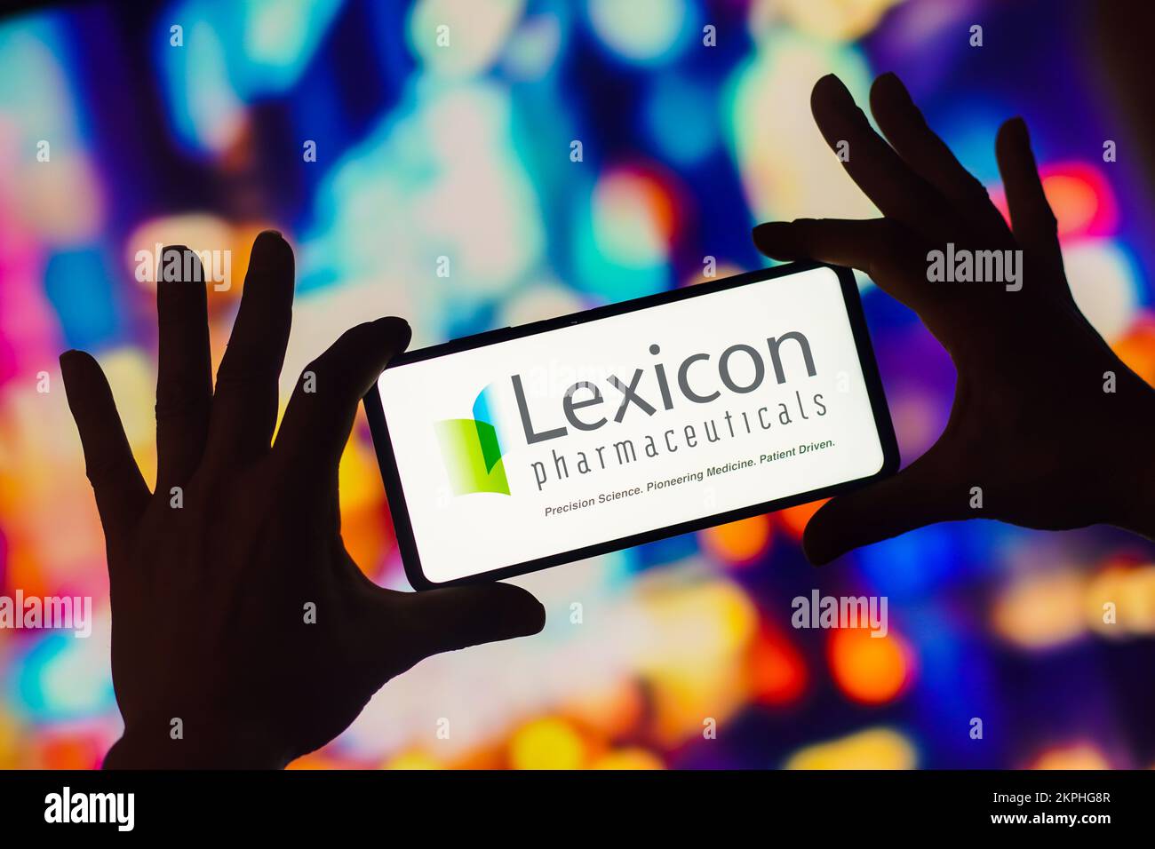 In this photo illustration, the Lexicon Pharmaceuticals logo is ...