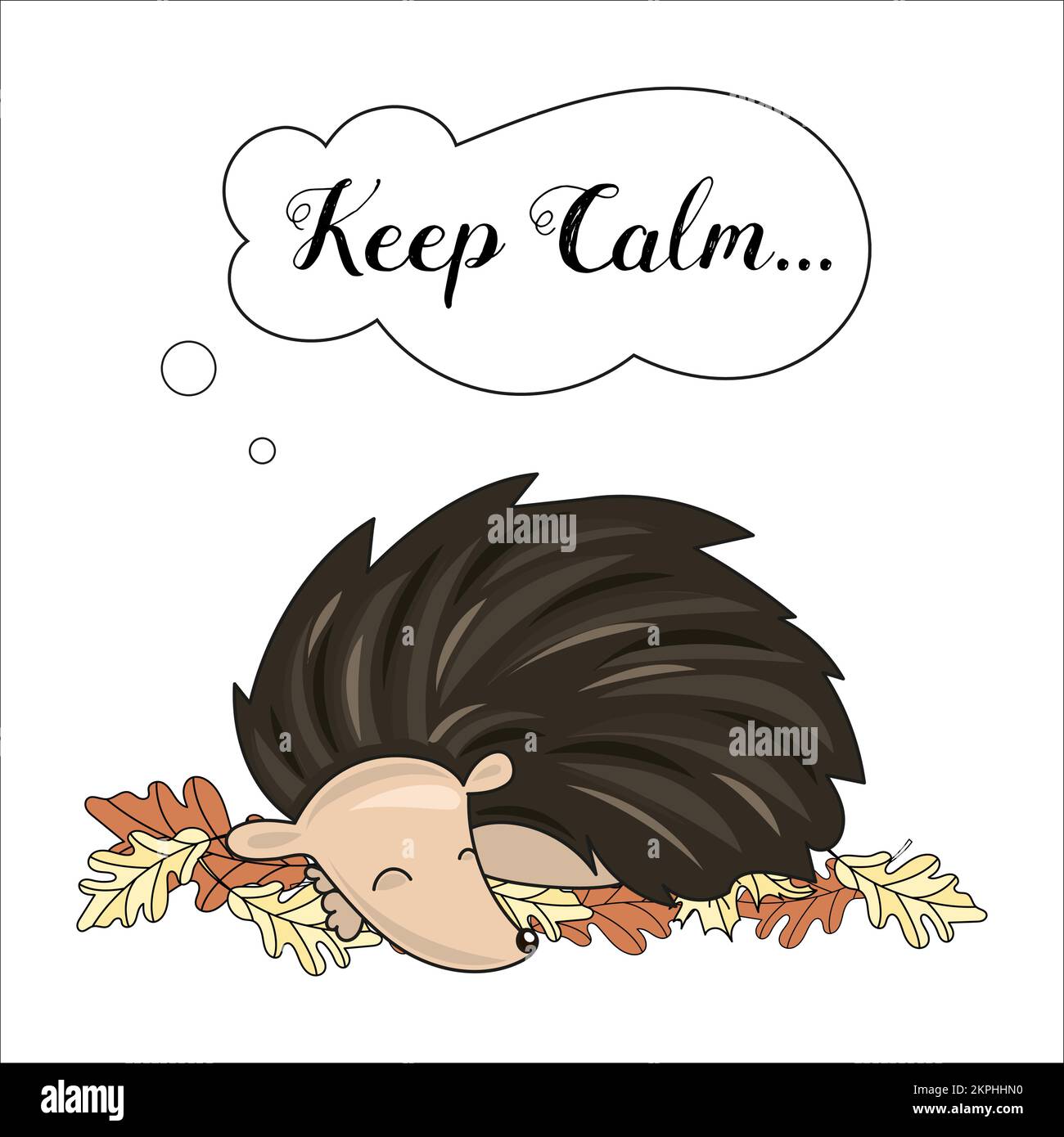 SLEEPING HEDGEHOG Lies On Oak Leaves Forest Animal Relax And Keep Calm ...
