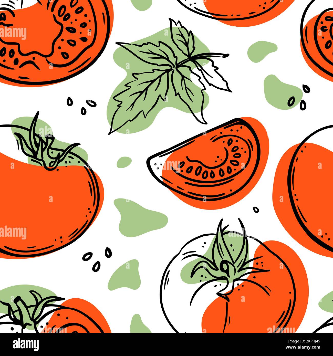 TOMATO PATTERN Abstract Delicious Ripe Vegetable With Leaves And Cut In ...