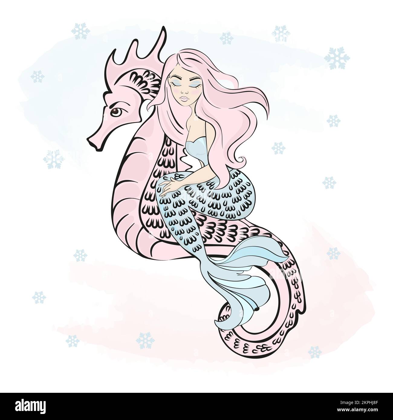 Sleeping mermaid clipart Stock Vector Images - Alamy
