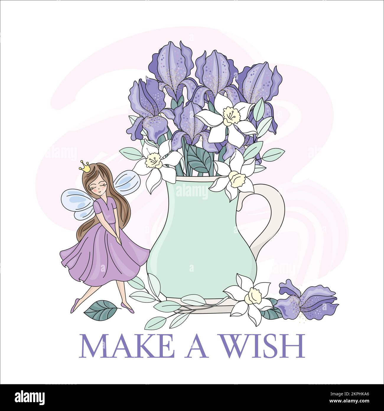 SPRING FAIRY Bouquet From Iris And Daffodils In Golden Dust Nearby ...