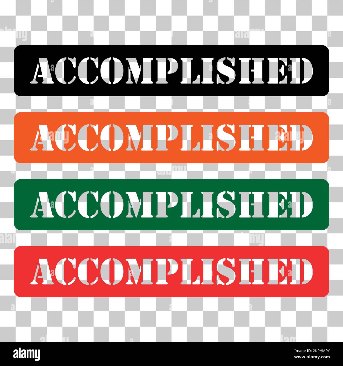 Set of Accomplished stamp symbol, label sticker sign button, text ...