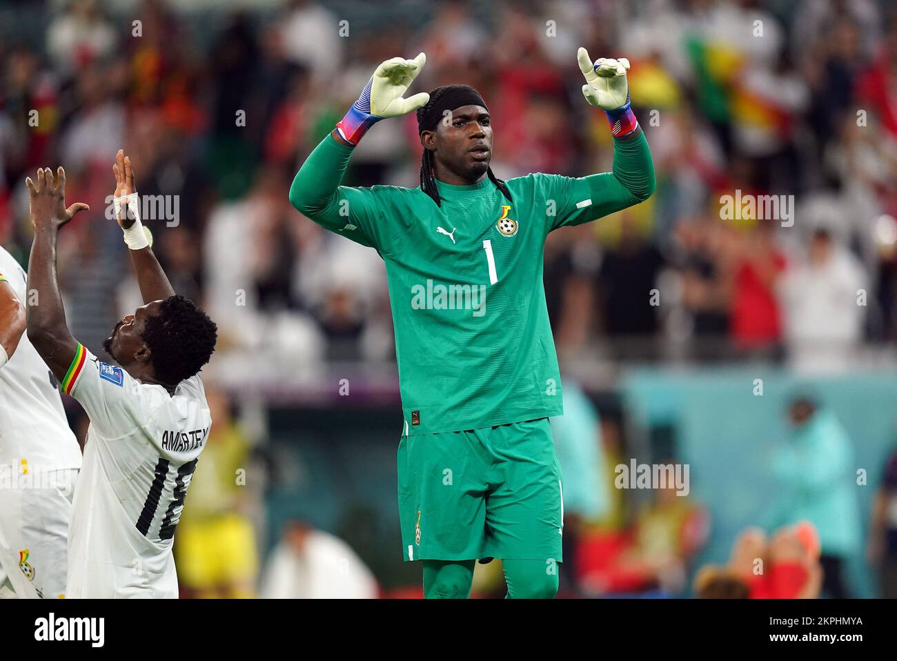 Ghana goalkeeper Lawrence Ati-Zigi celebrates after the FIFA World Cup ...