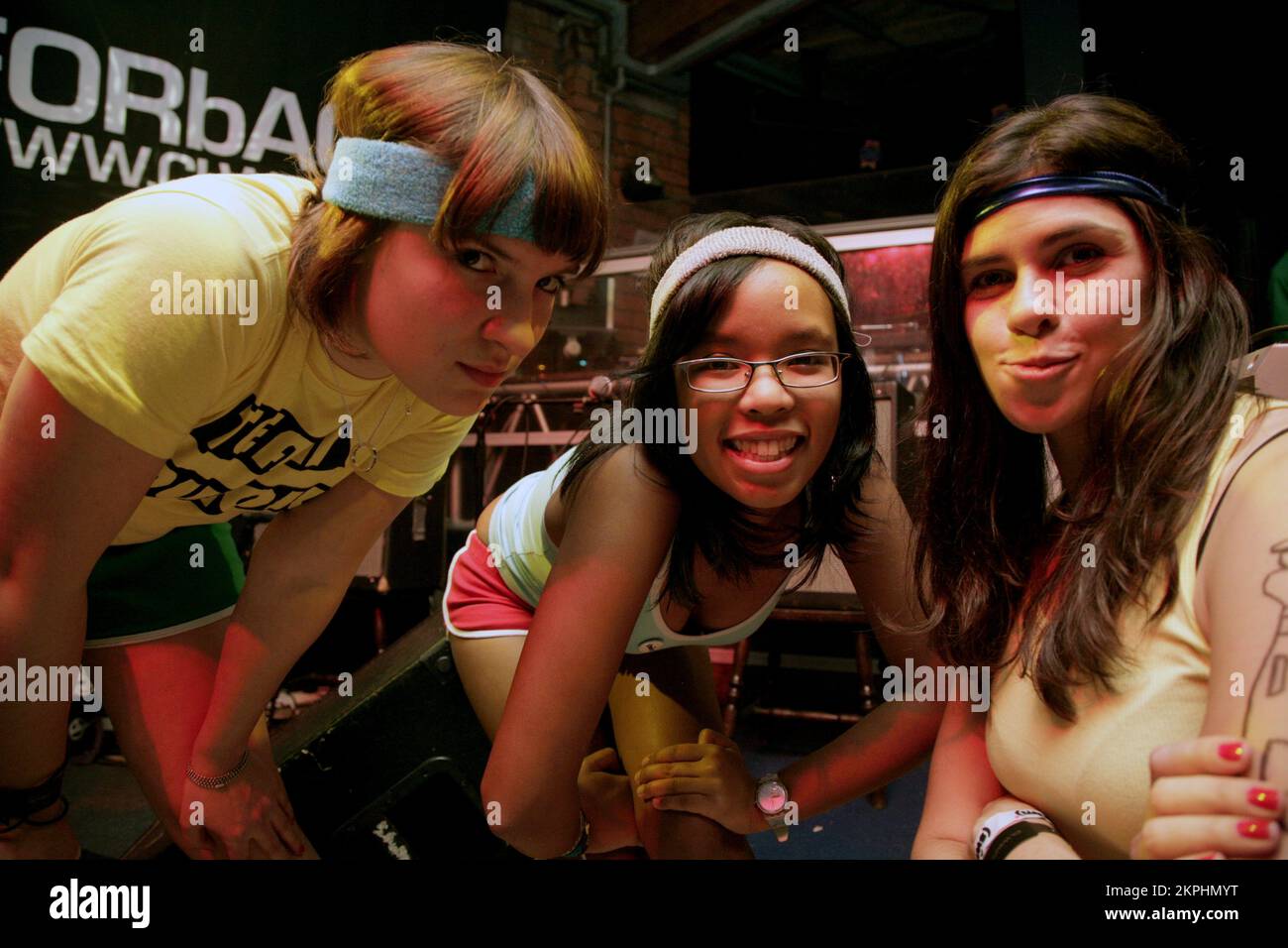 L-R: Drummer Mar Sellars, keyboard player Mina (Amina) and singer Mira ...